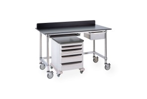 Metro Stainless Lab Worktables with Black Phenolic Top and 3-sided ...