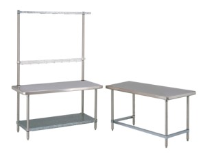 30" Deep Worktables with overhead, Metro Shelving, 800-400-7500